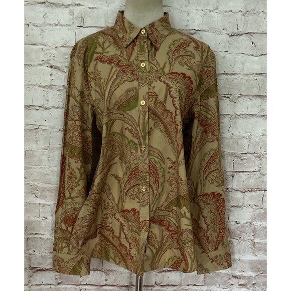Chaps | Tops | Chaps Button Up Shirt Blouse Classic Paisley Womens Xl ...